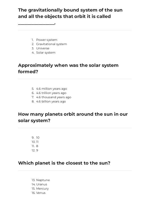 Quiz: Space and Astronomy | PDF