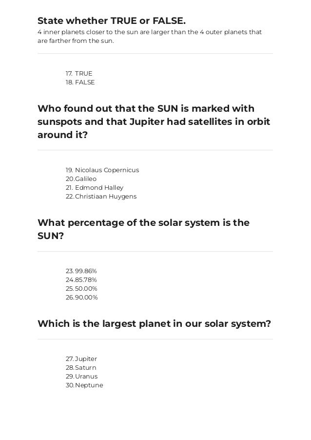 Quiz: Space and Astronomy | PDF