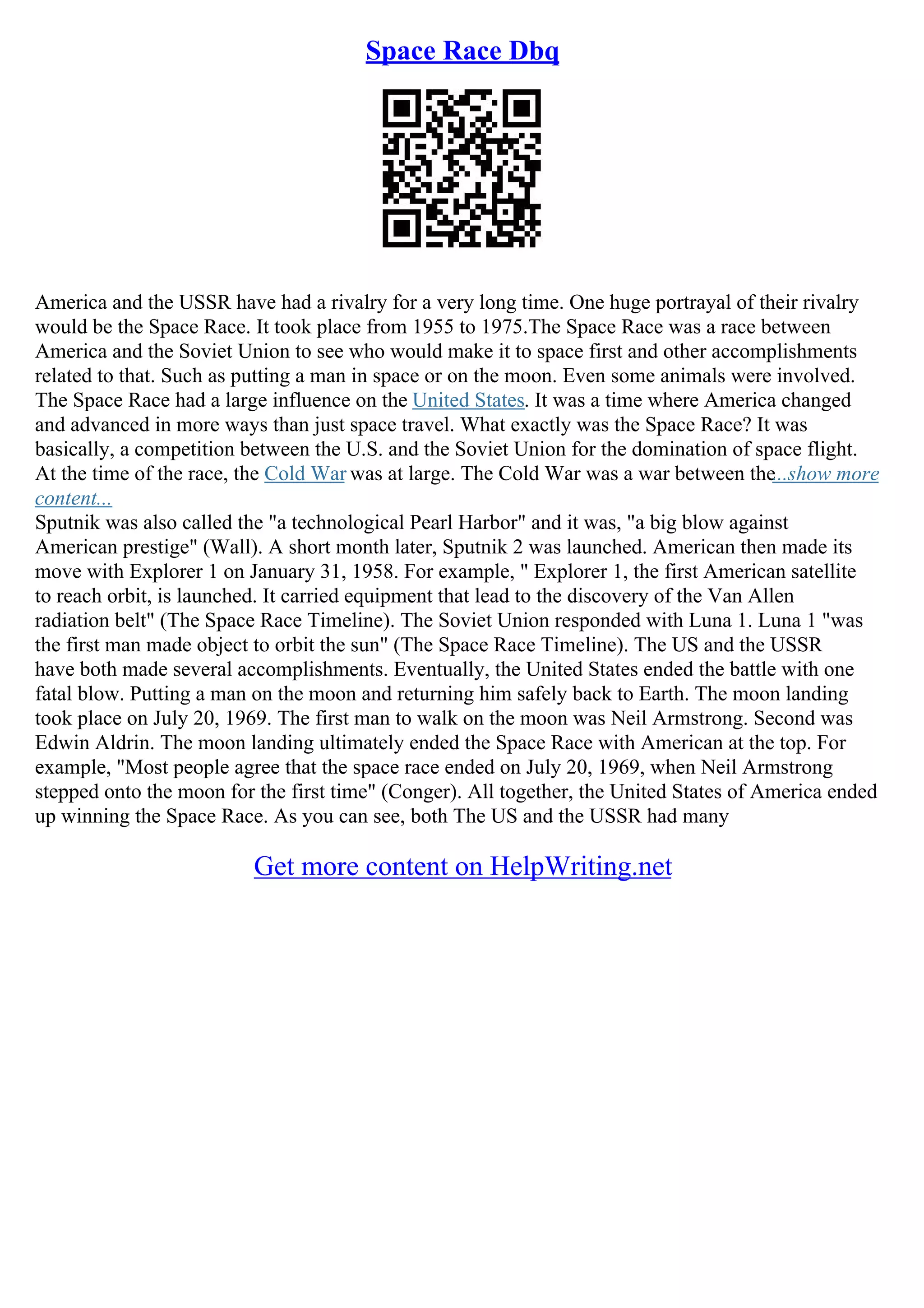 Space Race Essay | PDF