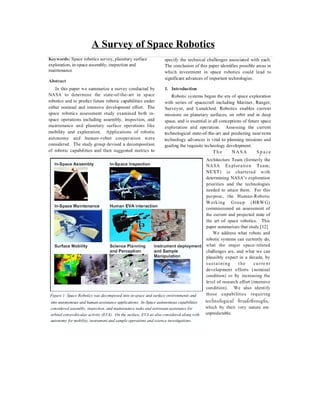 Survey of Space Robotics: A Concise Overview | PDF