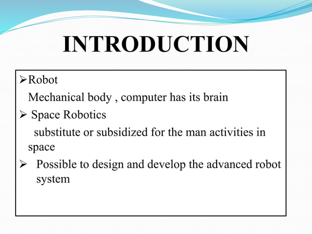 Space robotics | PPTX | Robotics | Technology & Computing
