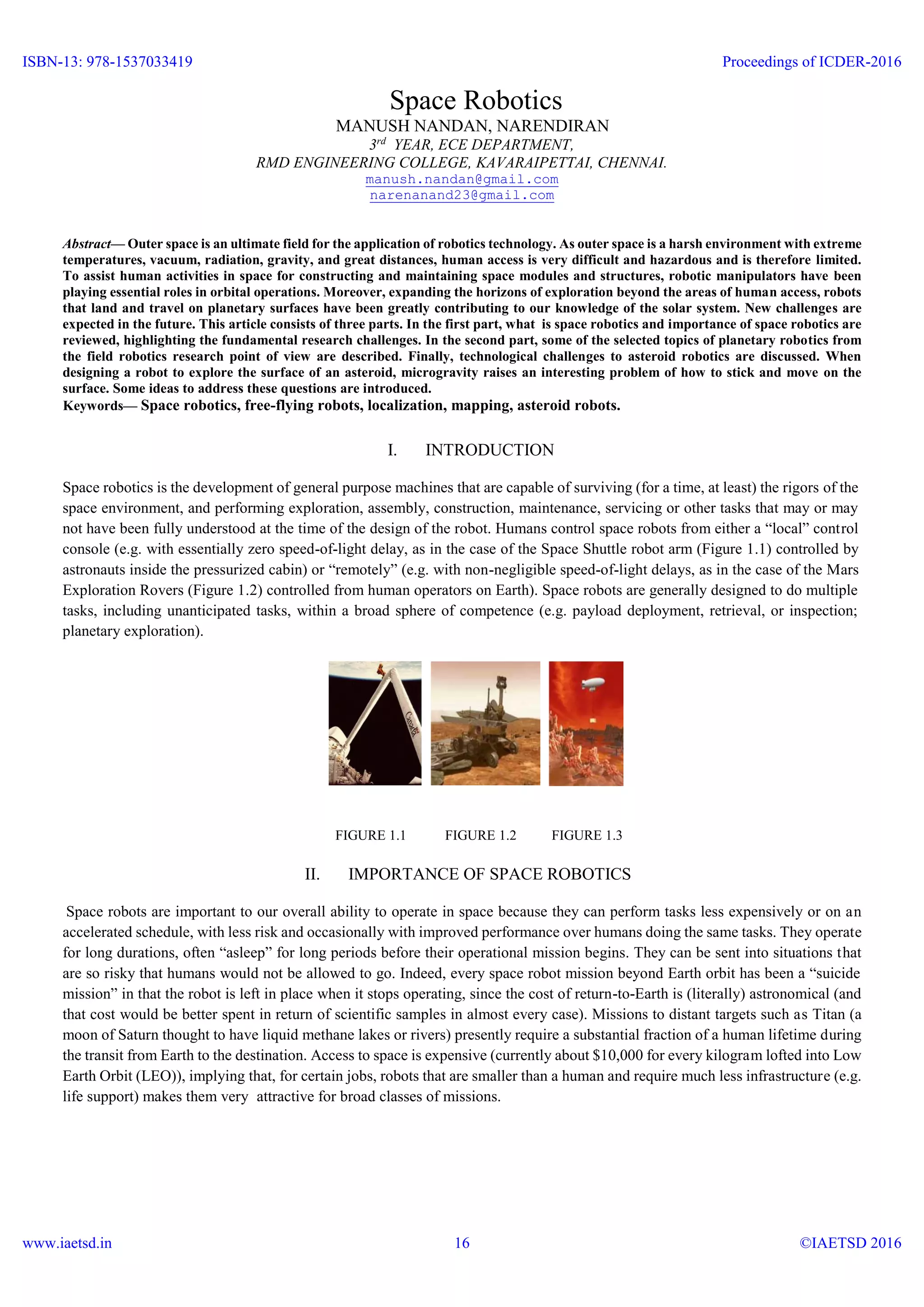 Space Robotics: Enabling Exploration Beyond Human Reach | PDF