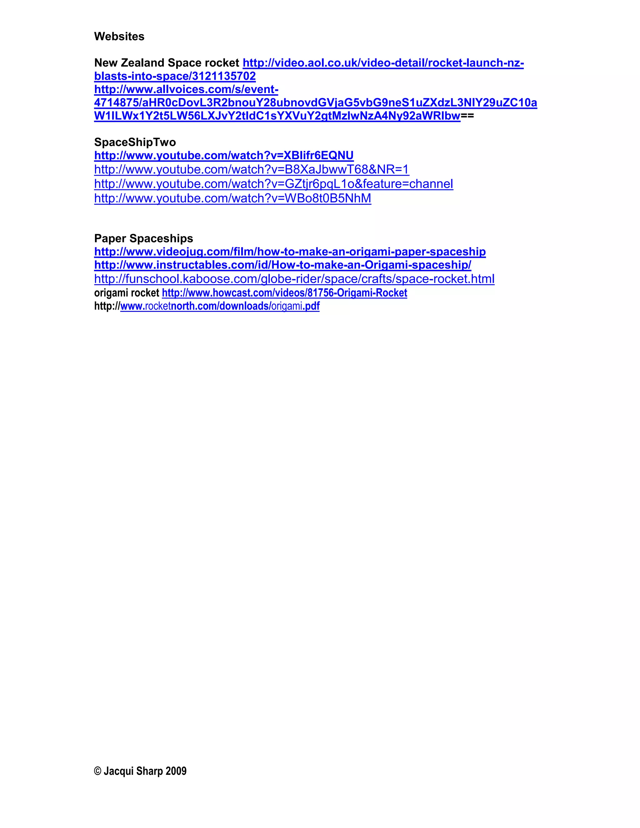 Spaceships unit plan | DOCX