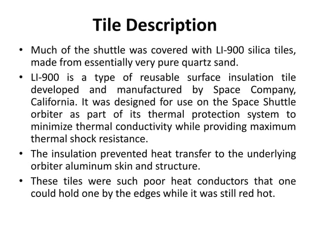 Space shuttle tiles | PPTX | Physics | Science