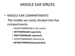 Spaces of middle ear and their surgical importance | PPTX