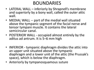 Spaces of middle ear and their surgical importance | PPTX