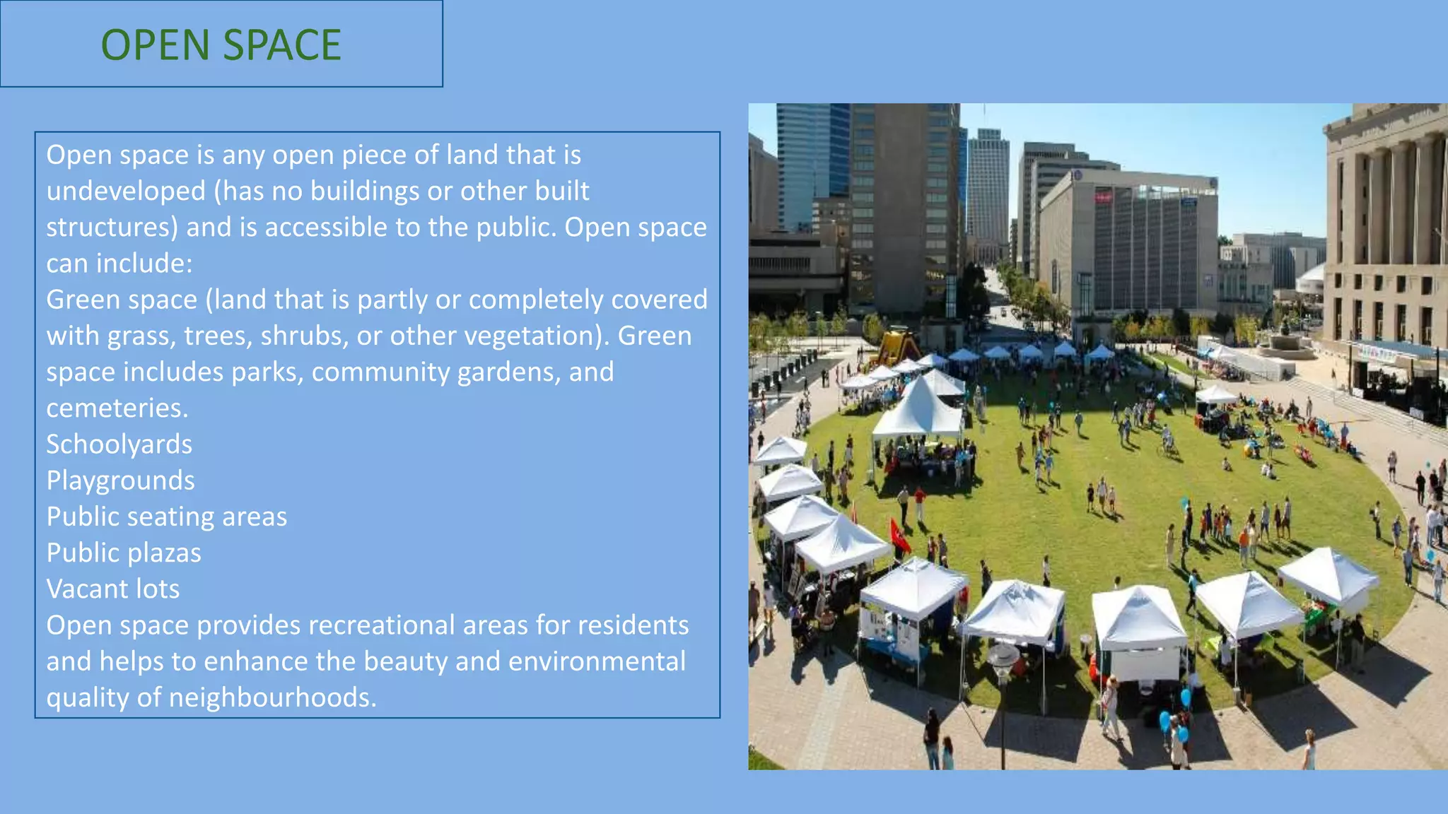 Space standards and requirments for different land use activites ...