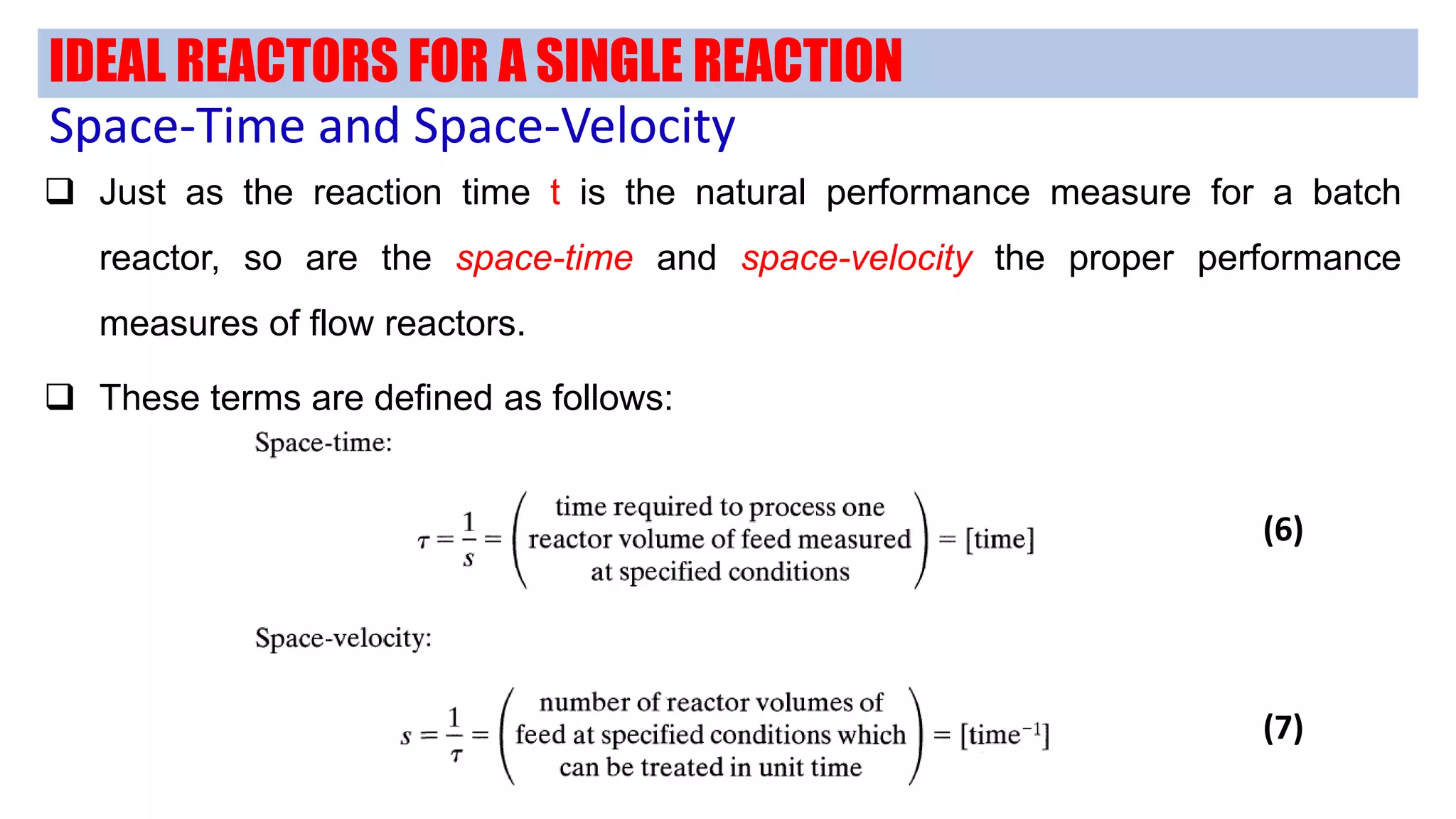 Space time and Space velocity, CSTR | PPTX