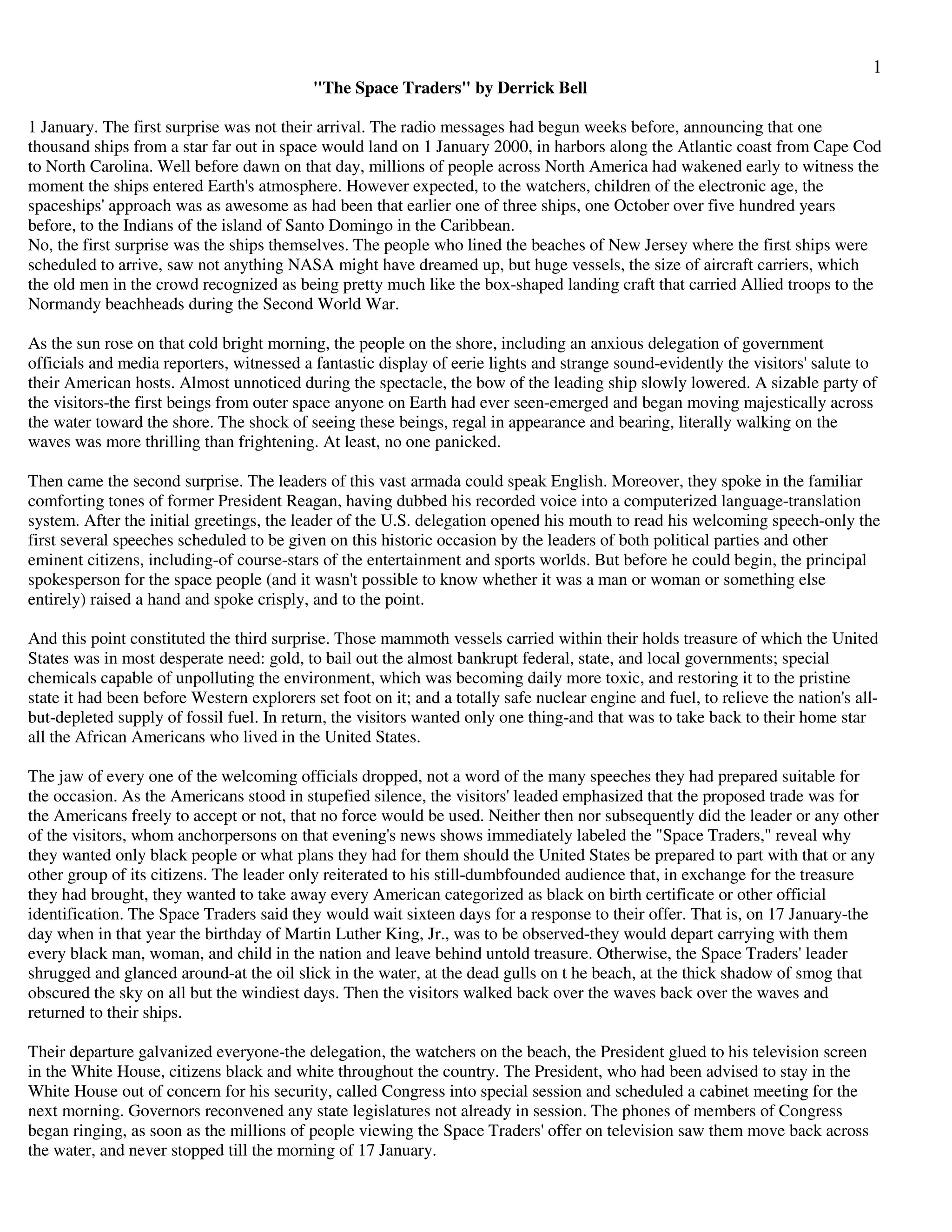 Space Traders by Derrick Bell | PDF