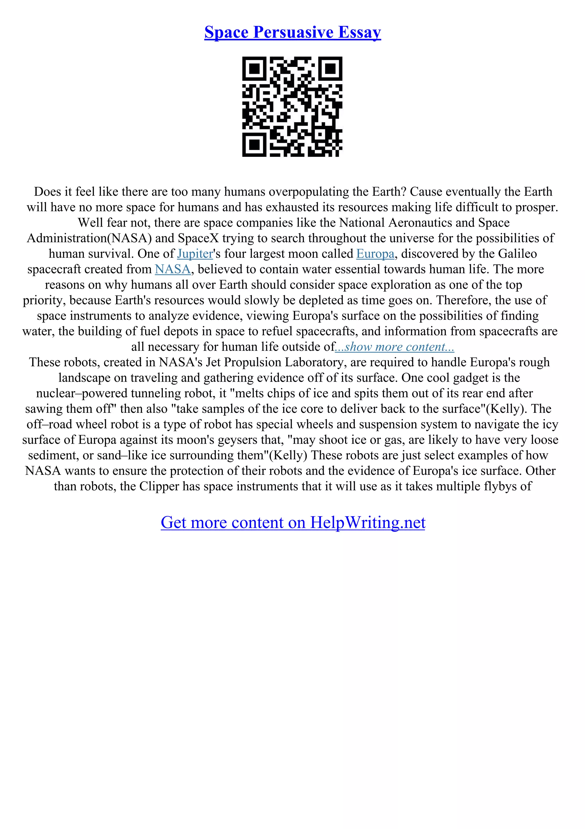 Space Travel Essay | PDF