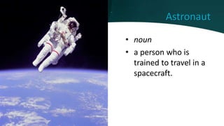 Space Vocabulary for Cady Coleman TED talk | PPTX