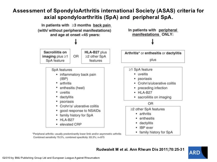 Spondyloarthritis diagnosis criteria