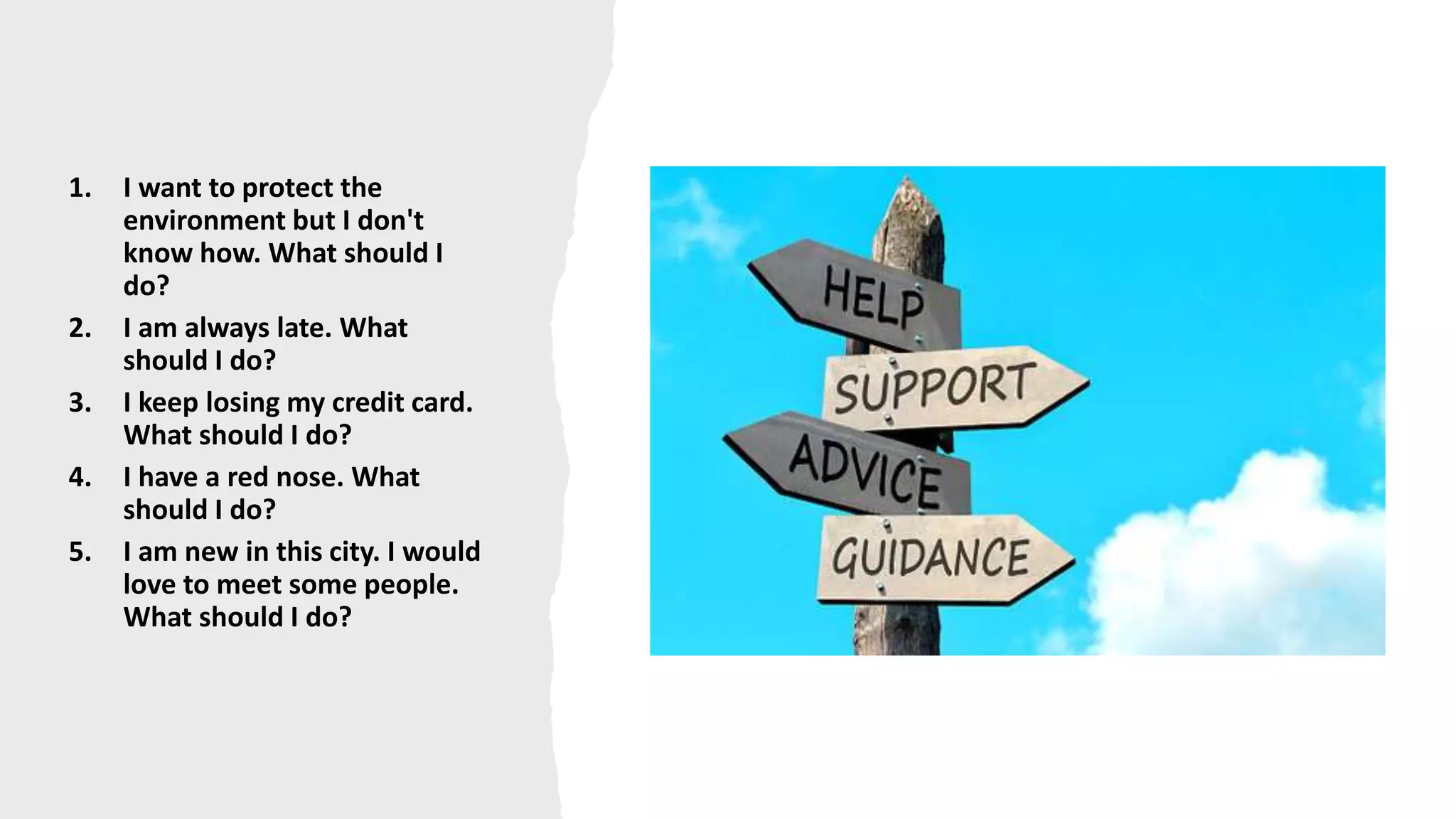 Topic: Advice Part 3-Speaking Questions for Warm-ups | PPT