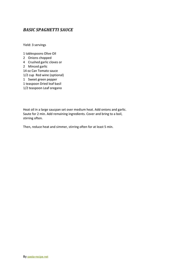 Spaghetti sauces | PDF