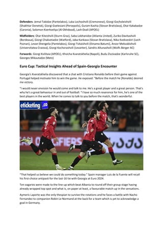 Spain Aims to Halt Georgia’s Euro Cup 2024 Dream in Last-16 Showdown.docx