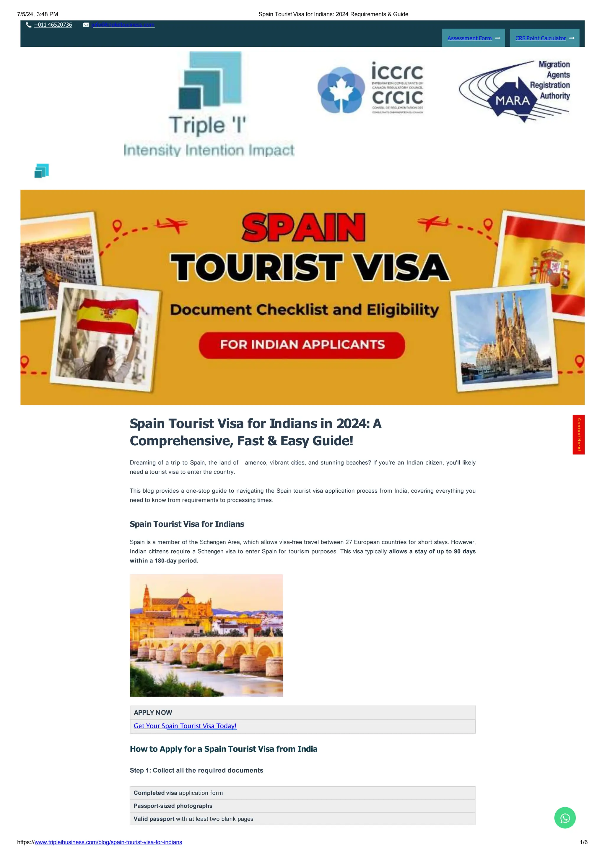 Spain Tourist Visa for Indian | Triple I Business | PPTX