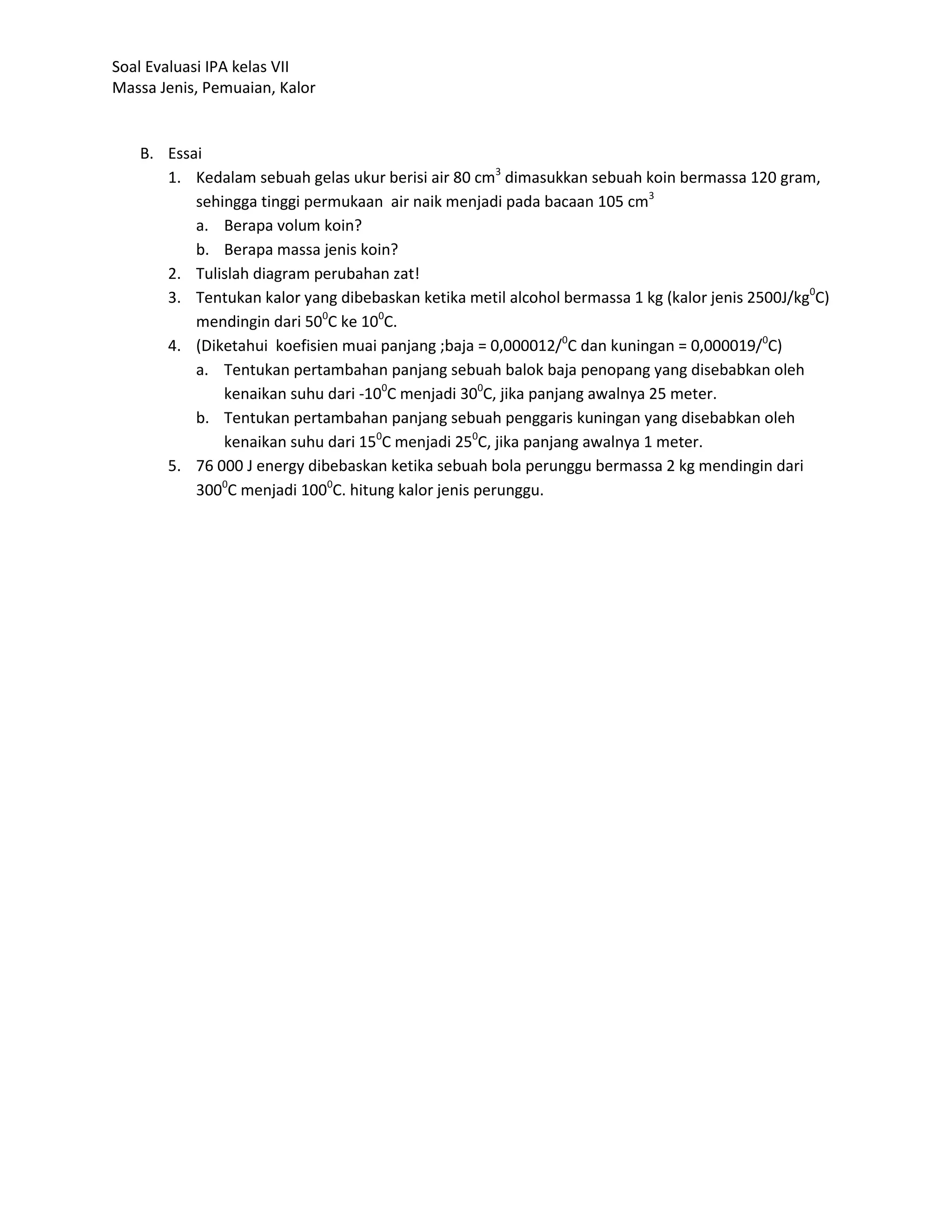 Soal evaluasi ipa kelas vii | PDF