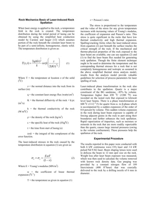 Laser Spallation of Rocks for Oil Well Drilling | PDF