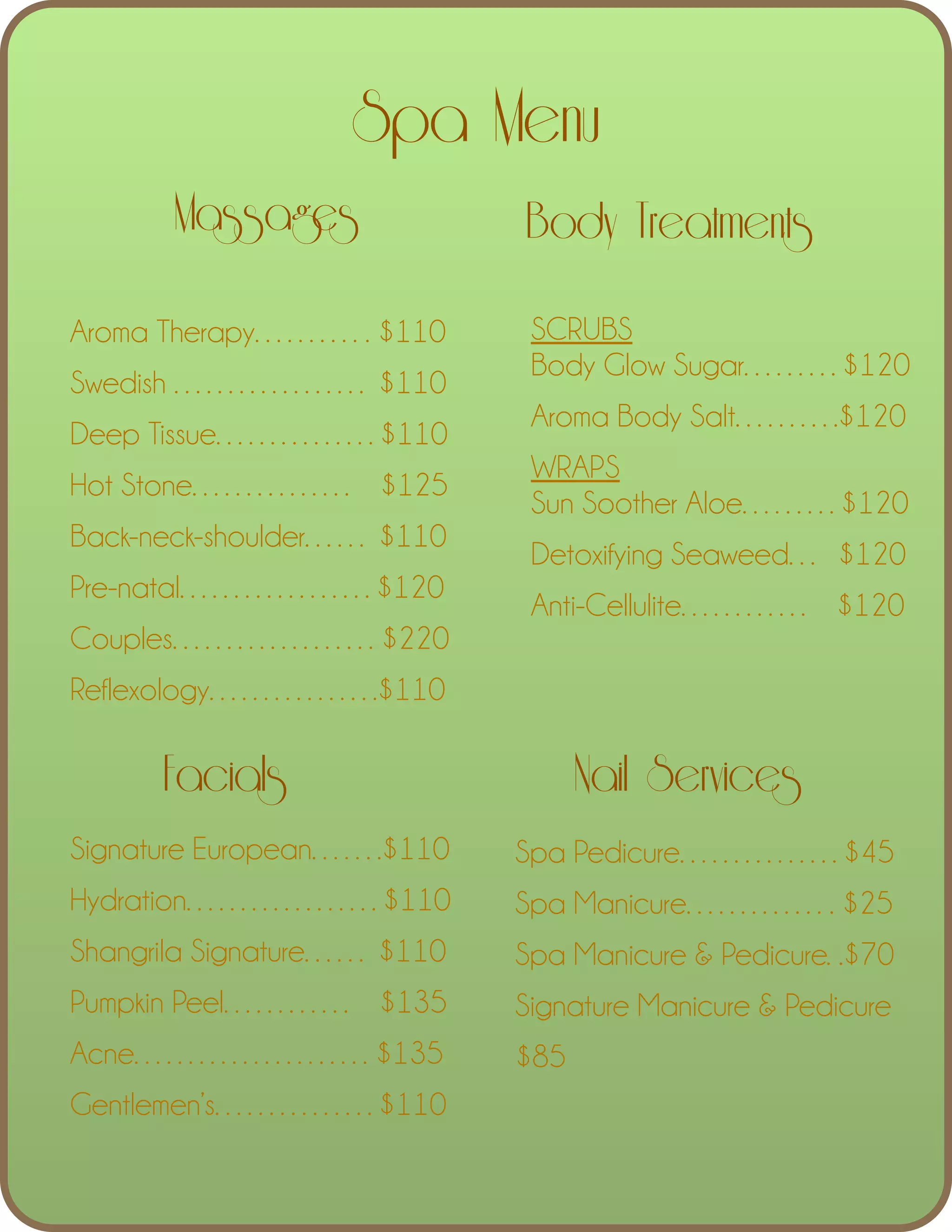 Spa menu | PDF