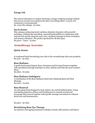 Spa Menu | DOC