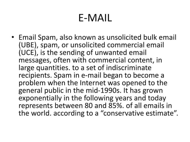 Spamming as cyber crime | PPTX | Email | Internet