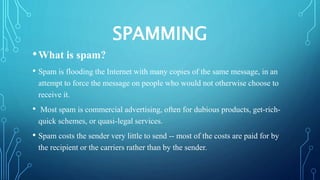 Spamming, spoofing, Dos&DDos attack | PPTX