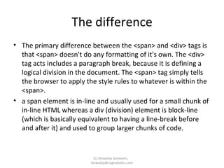 Span and Div tags in HTML | PPT