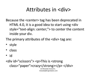 Span and Div tags in HTML