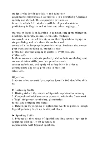 SPAN100Course SummaryCourse SPAN100 Title Spanish I.docx