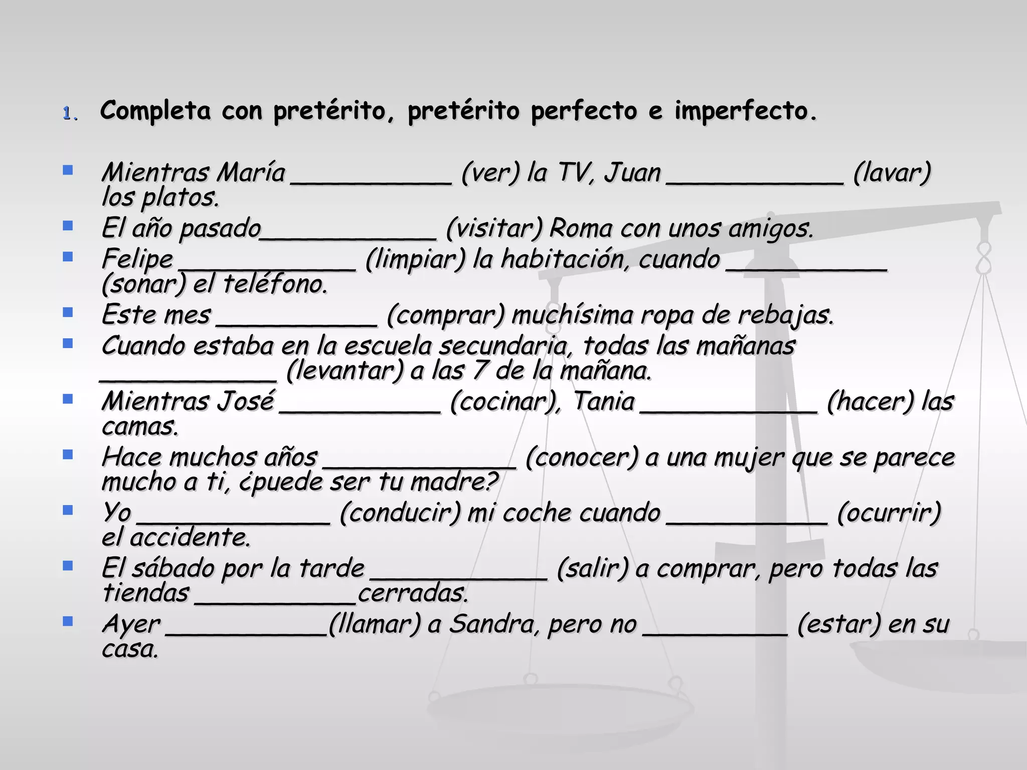 Repaso de verbos, presente, indefinido, imperfecto | PPT | Descarga ...
