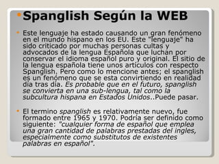 Spanglish Diapositivas | PPT