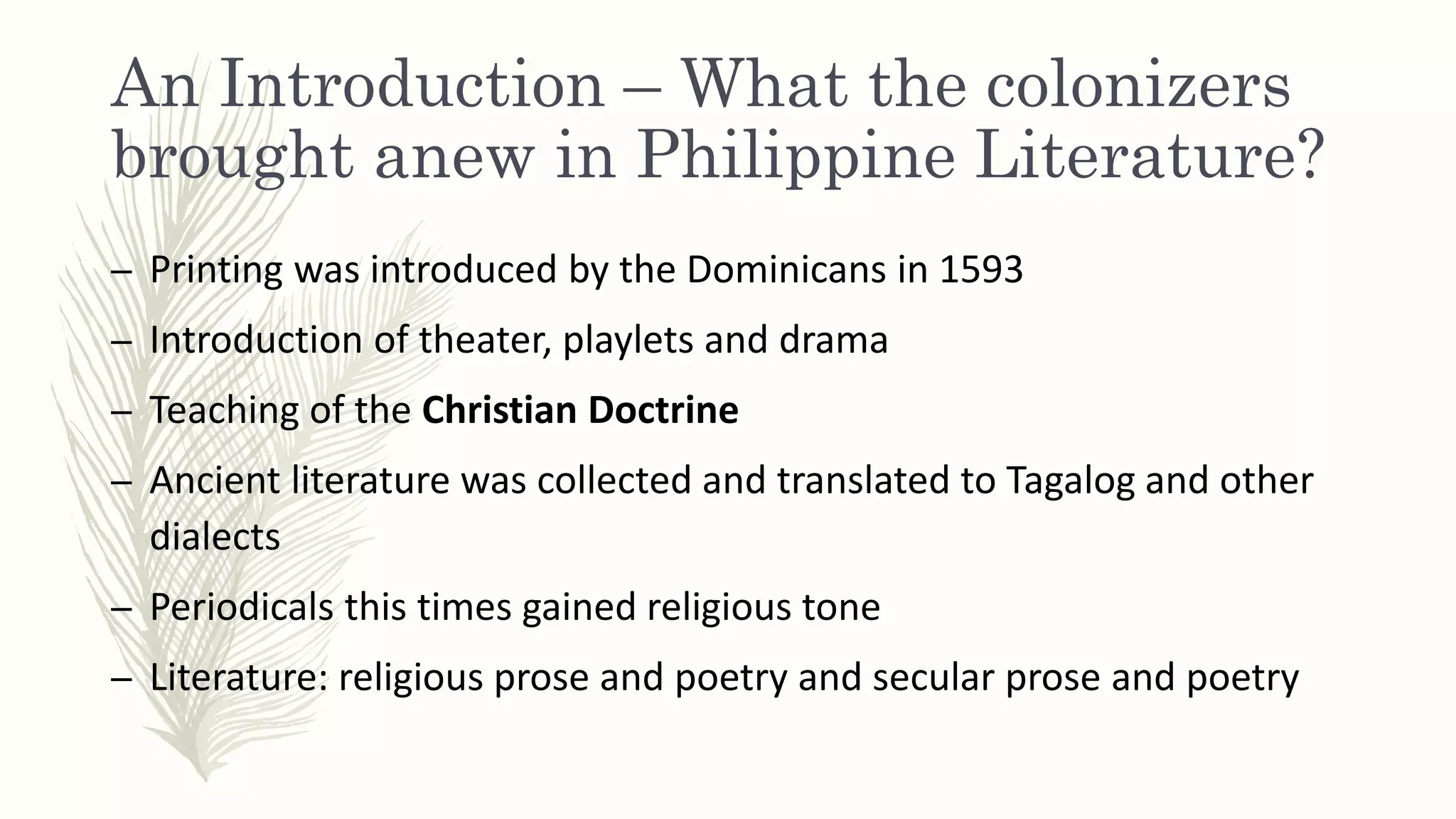 Literature during the Spanish period (1565-1898) | PPTX