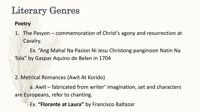 Literature during the Spanish period (1565-1898) | PPTX