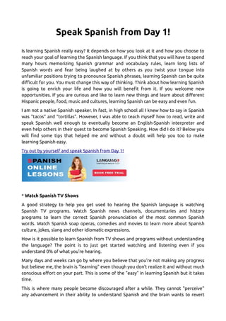 Speak Spanish from Day 1! | PDF