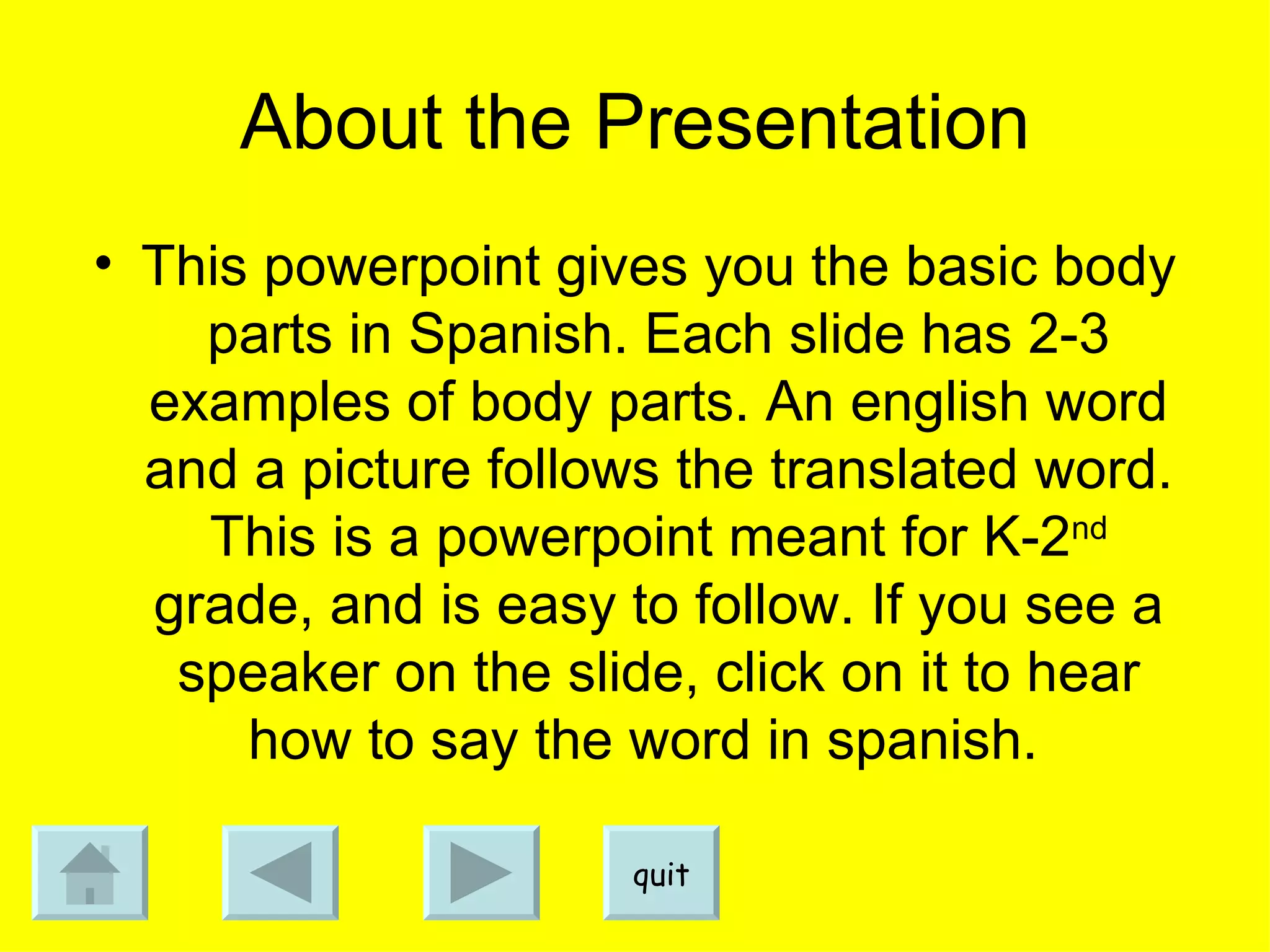 Spanish Body Parts | PPT