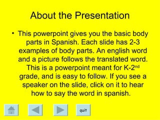 Spanish Body Parts | PPT