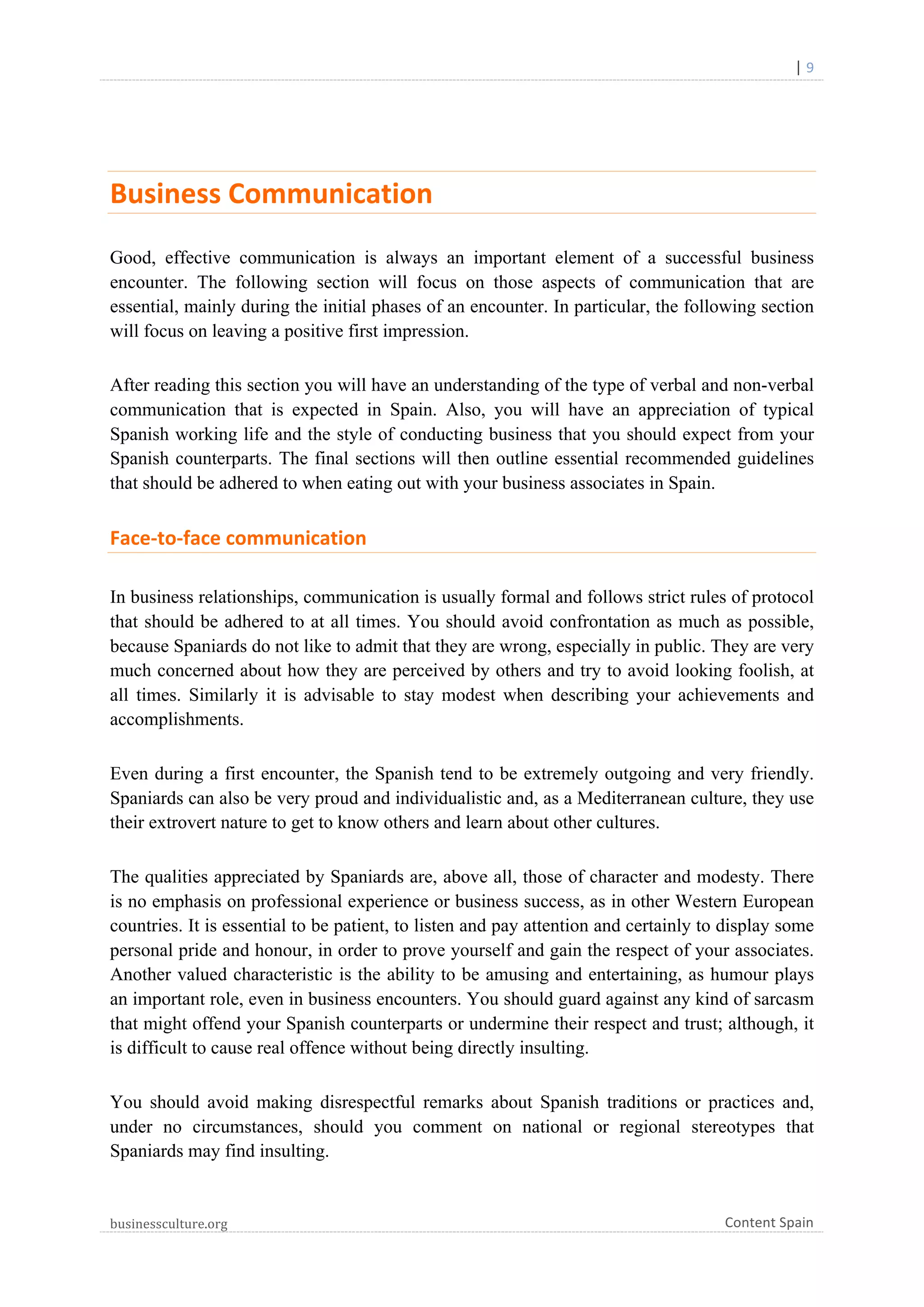 Spanish business culture guide - Learn about Spain | PDF