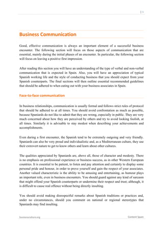 Spanish business culture guide - Learn about Spain | PDF