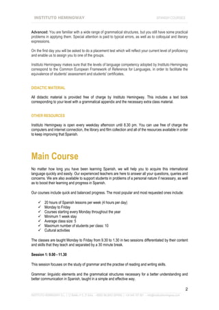 Spanish Courses Bilbao Instituto Hemingway | PDF