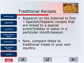 Spanish M1 las comidas Tradicionales | PPTX | World Cuisines | Food & Drink