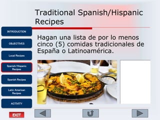 Spanish M1 las comidas Tradicionales | PPTX | World Cuisines | Food & Drink