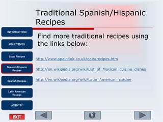 Spanish M1 las comidas Tradicionales | PPTX