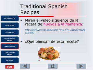 Spanish M1 las comidas Tradicionales | PPTX | World Cuisines | Food & Drink