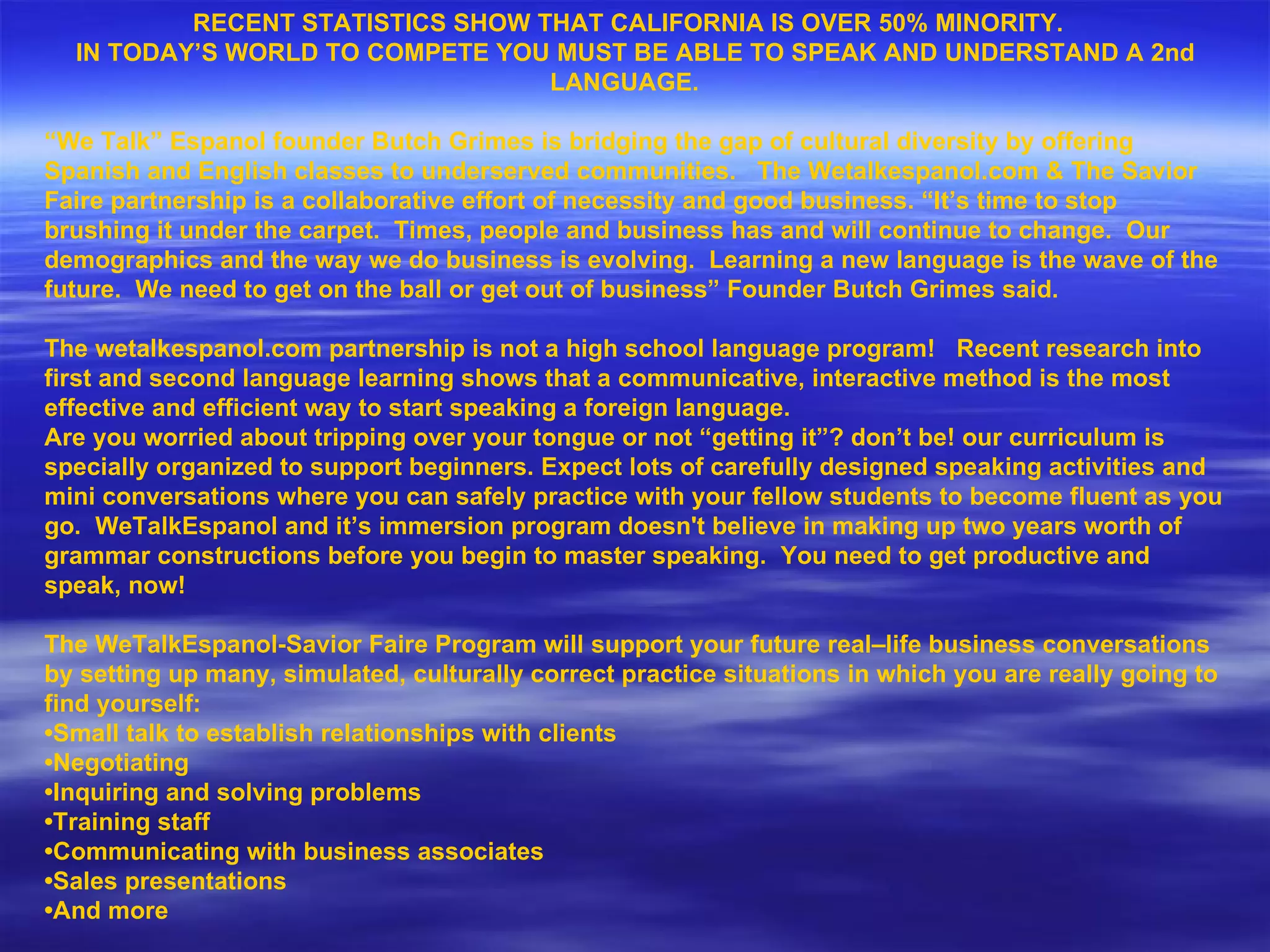 Learn to Speak Spanish...The Immersion way! | PPT