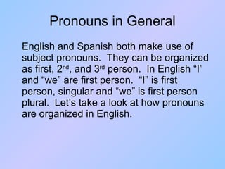 Spanish Pronouns | PPT