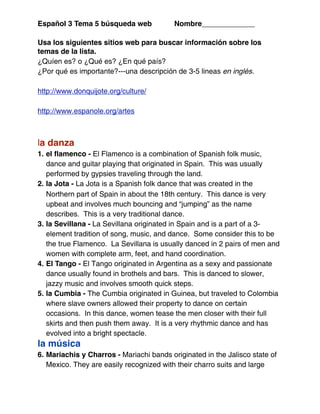 Spanish t5 art webquest | PDF