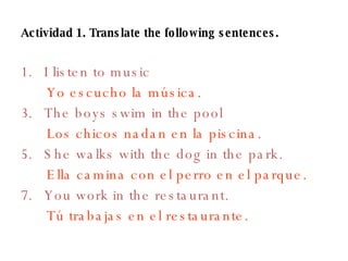 Spanish verbs that end in -ar | PPT