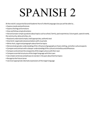 Spanish 2 syllabus 15.16