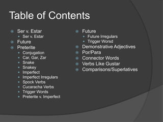 Spanish 3 grammar | PPT | Free Download