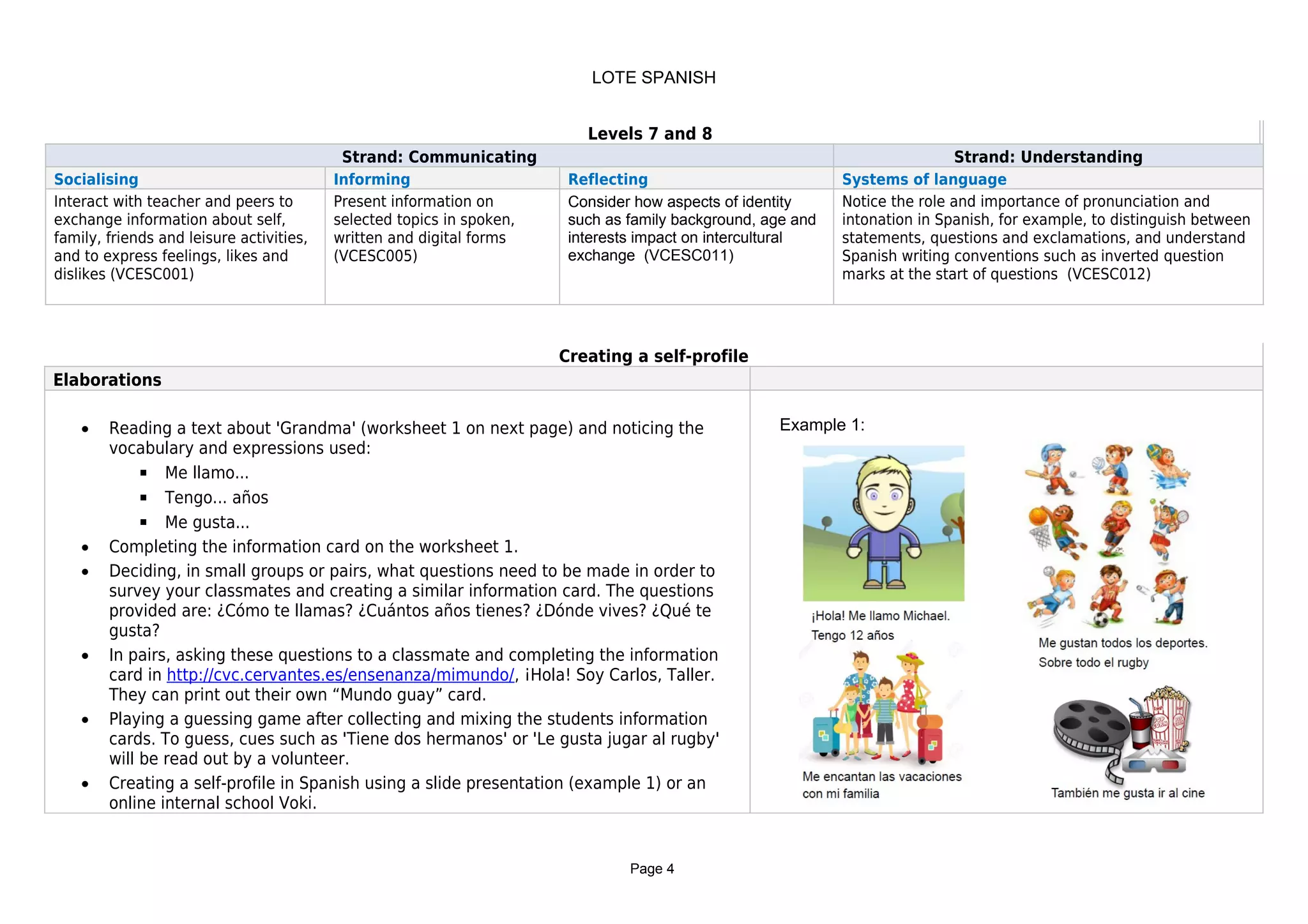 Spanish 7-10 elaborations levels 7-8 and 9-10 | PDF
